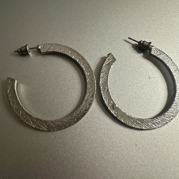 Jewelry | Silver Textured Hoop Earrings | Poshmark